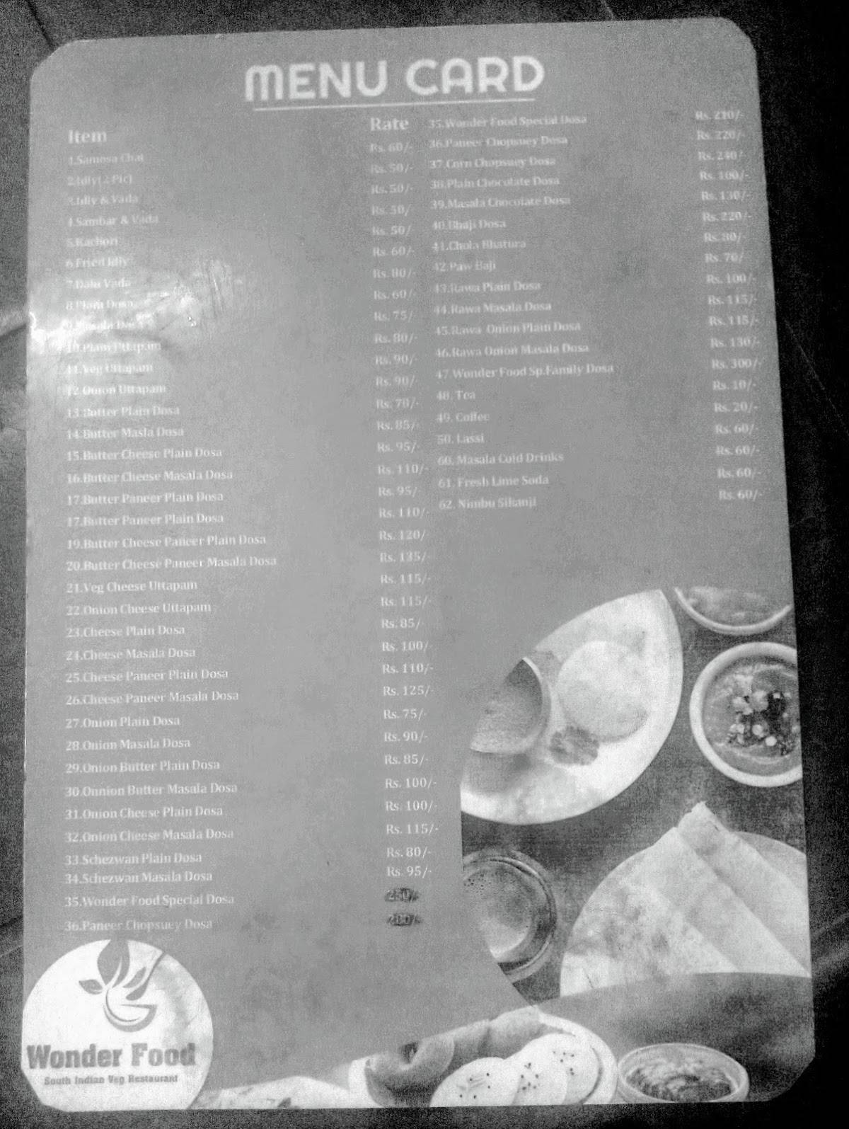 Menu at Wonder Food, Durgapur, G982+3XH