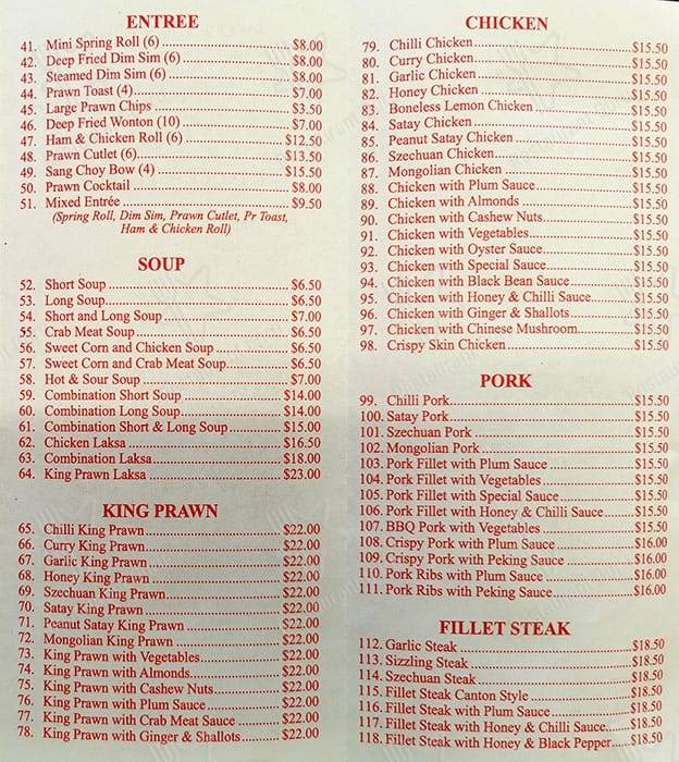 Menu at Woodcroft Chinese Kitchen restaurant, Woodcroft