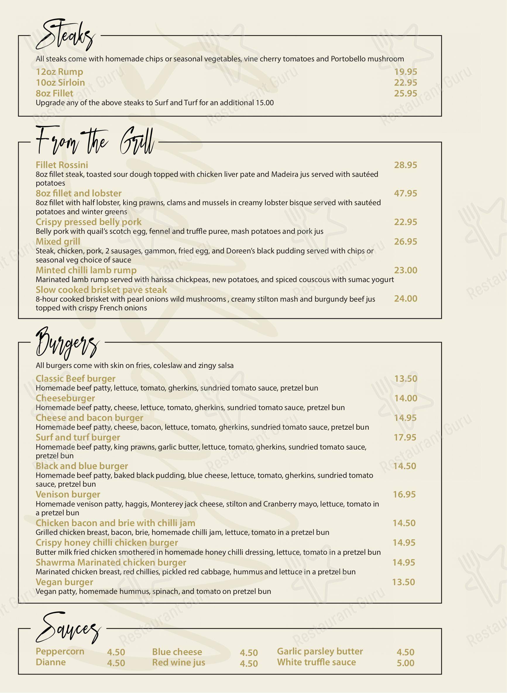Menu at Wyvestow's Bar & Bistro, South Shields