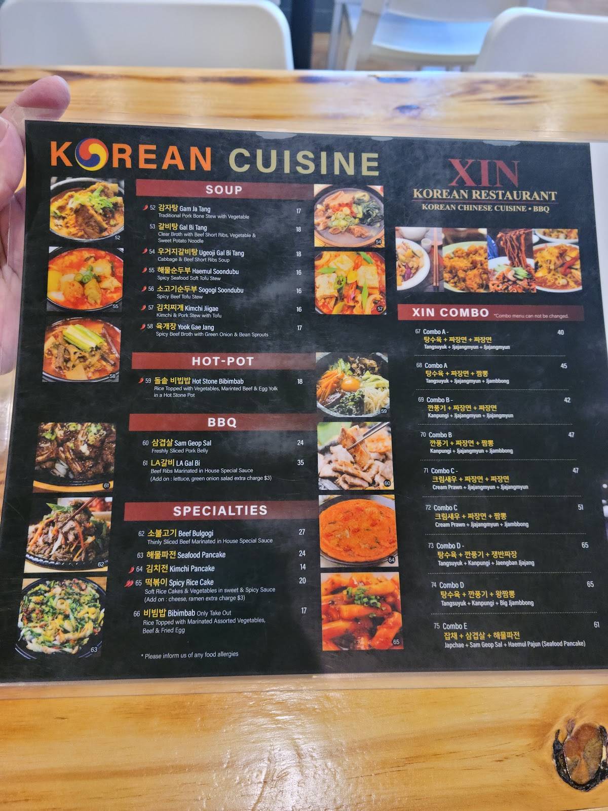 Menu at XIN KOREAN RESTAURANT, Victoria
