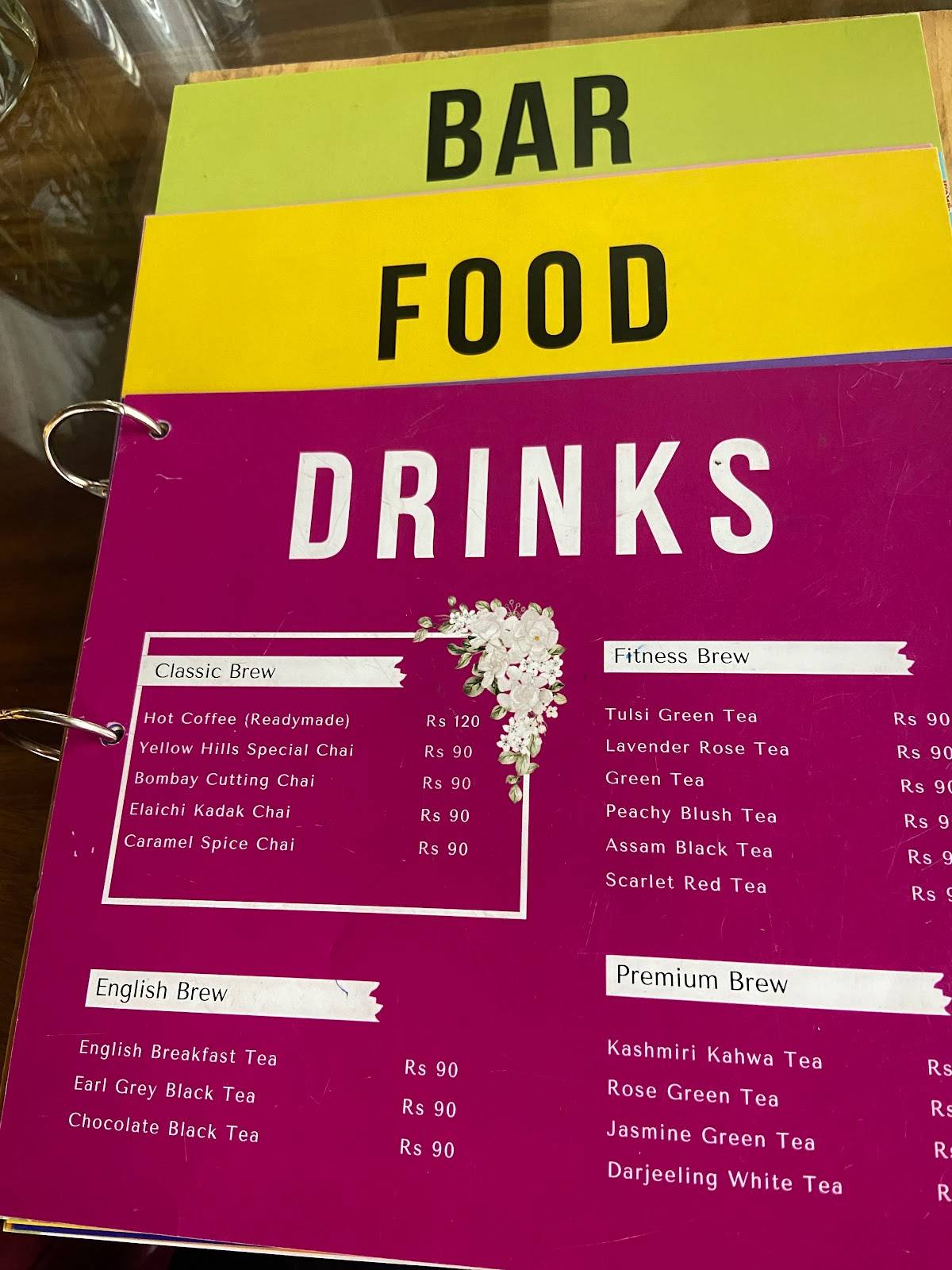 Menu at Yellow Hills cafe And Restaurant, Dehradun