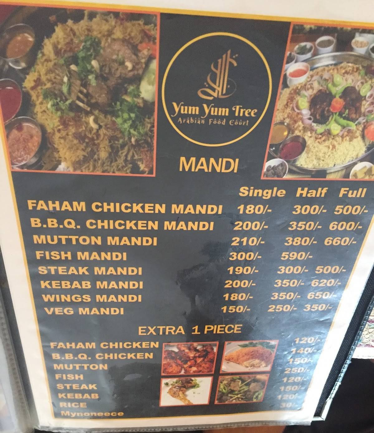 Menu at Yum Yum Tree, Hyderabad, 9GF7+XRR