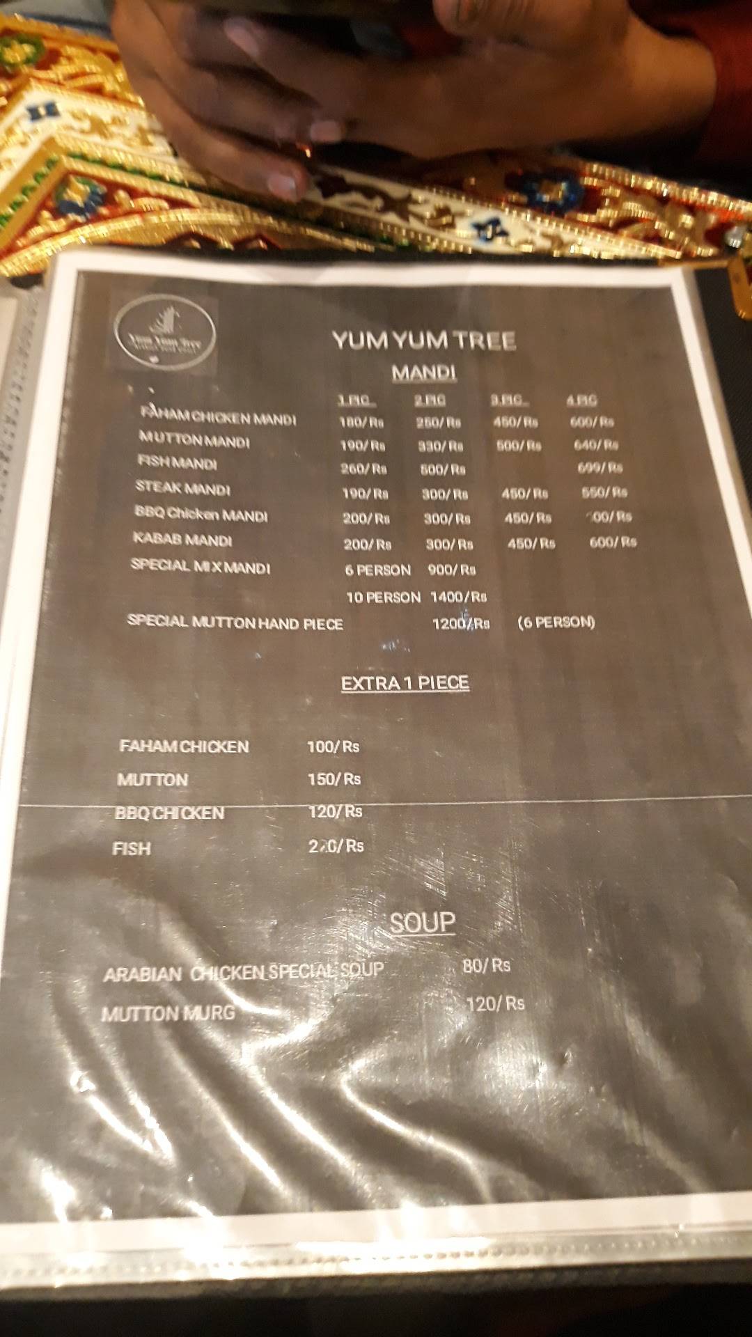 Menu at Yum Yum Tree, Hyderabad, 9GF7+XRR