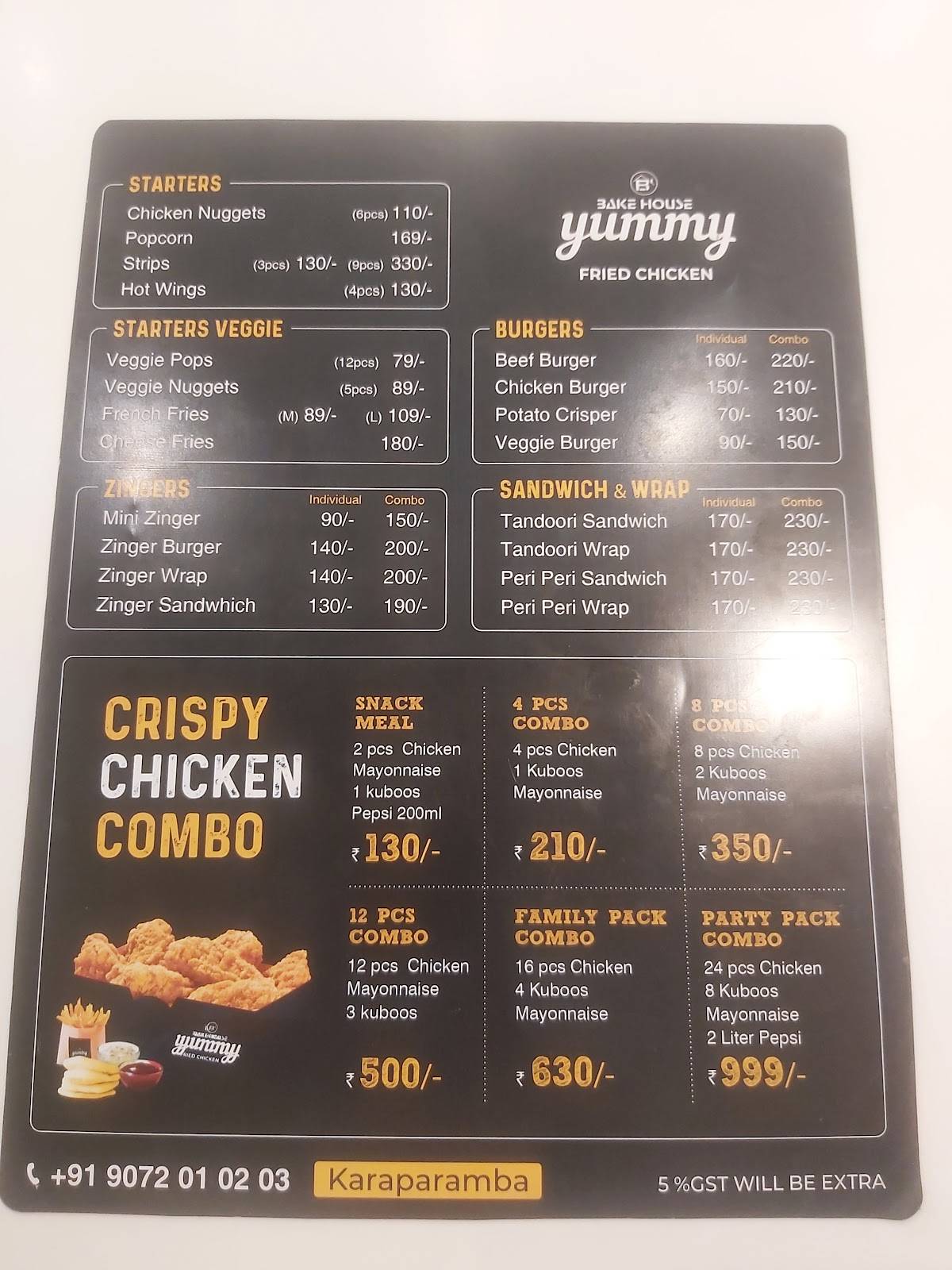 Menu at Yummy Fried Chicken Karaparamba, Kozhikode