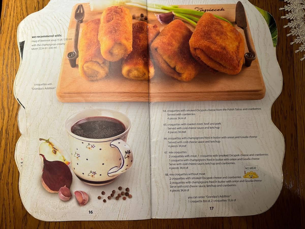 Menu at Zapiecek restaurant, Warsaw, Nowy Świat 64