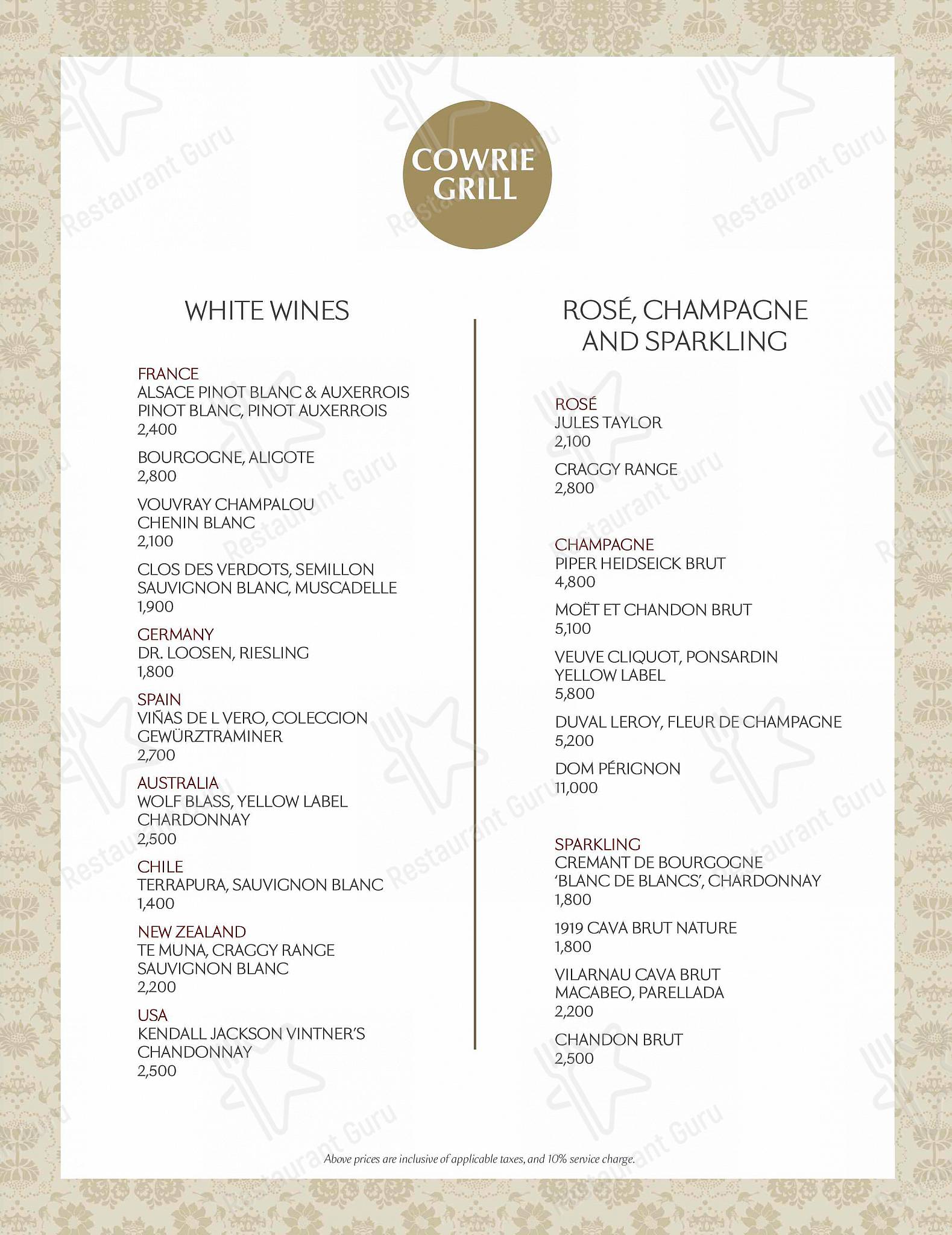 Menu at Cowrie Grill - Greenhills Shopping Center steakhouse, San Juan ...