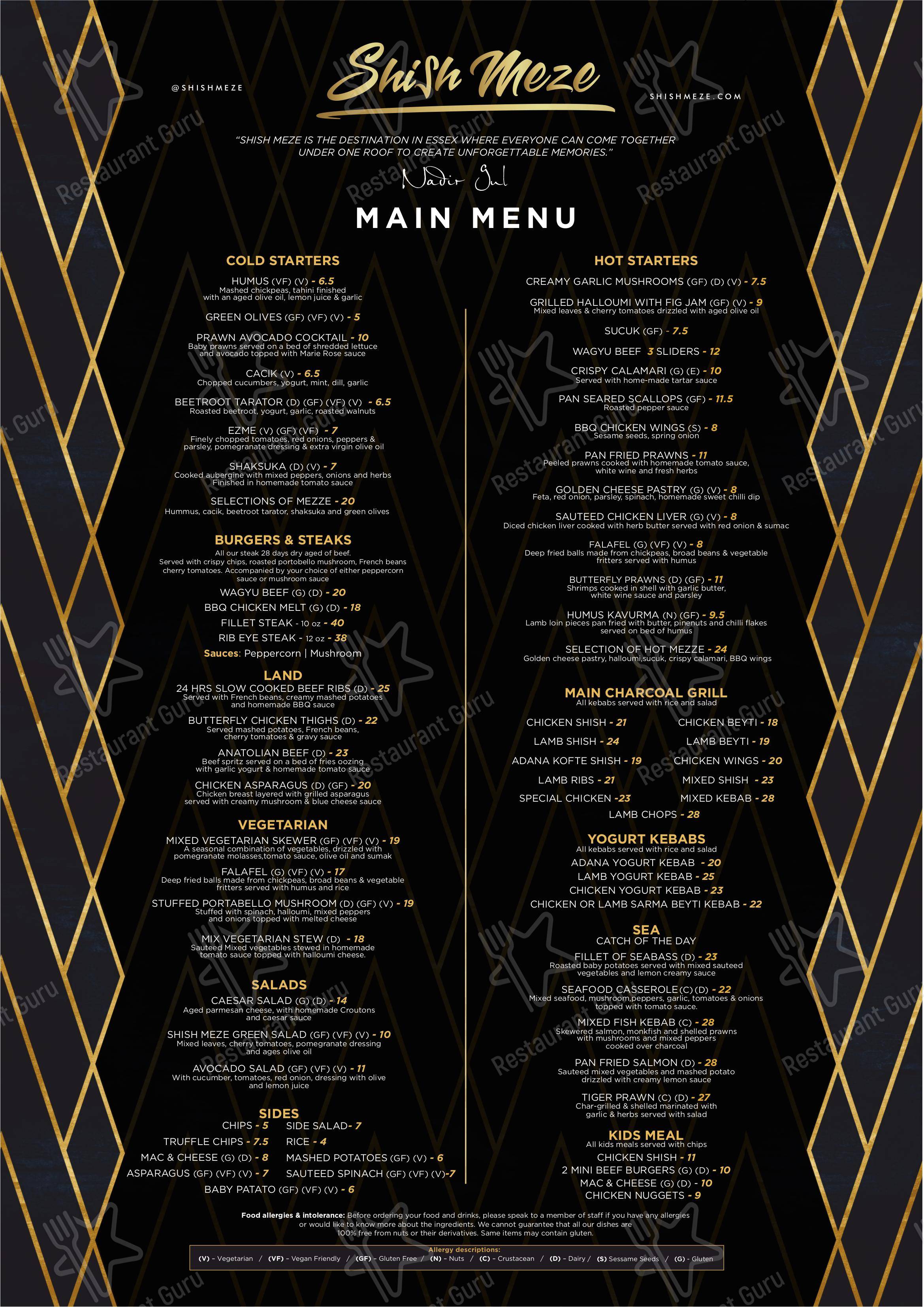 Menu at Shish Meze Restaurant, Hornchurch, 2 Berther Rd