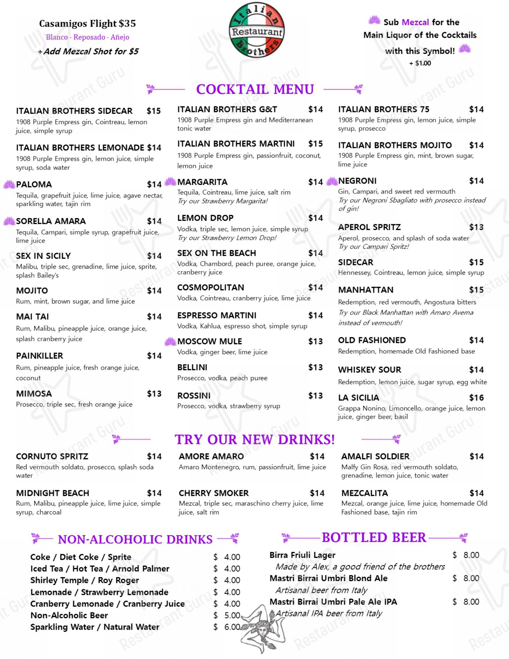 Menu at Italian Brothers Restaurant, Los Gatos