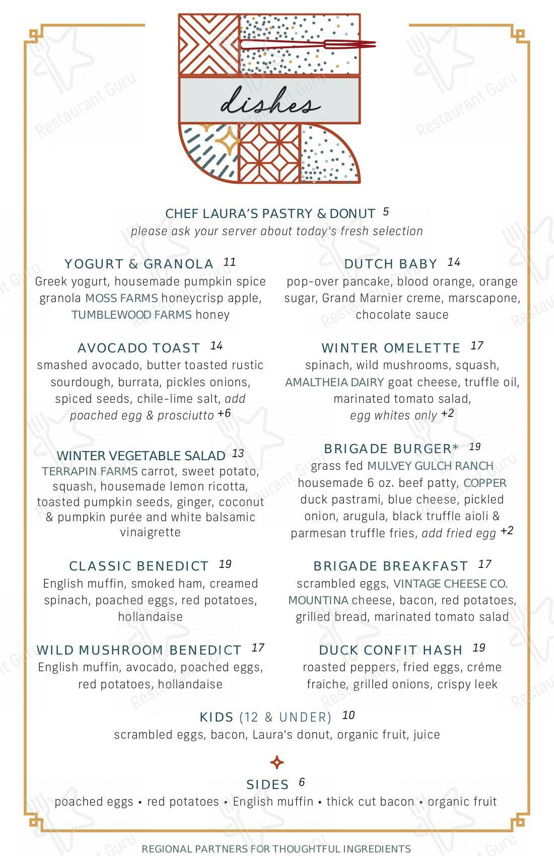 Menu at Brigade pub & bar, Bozeman