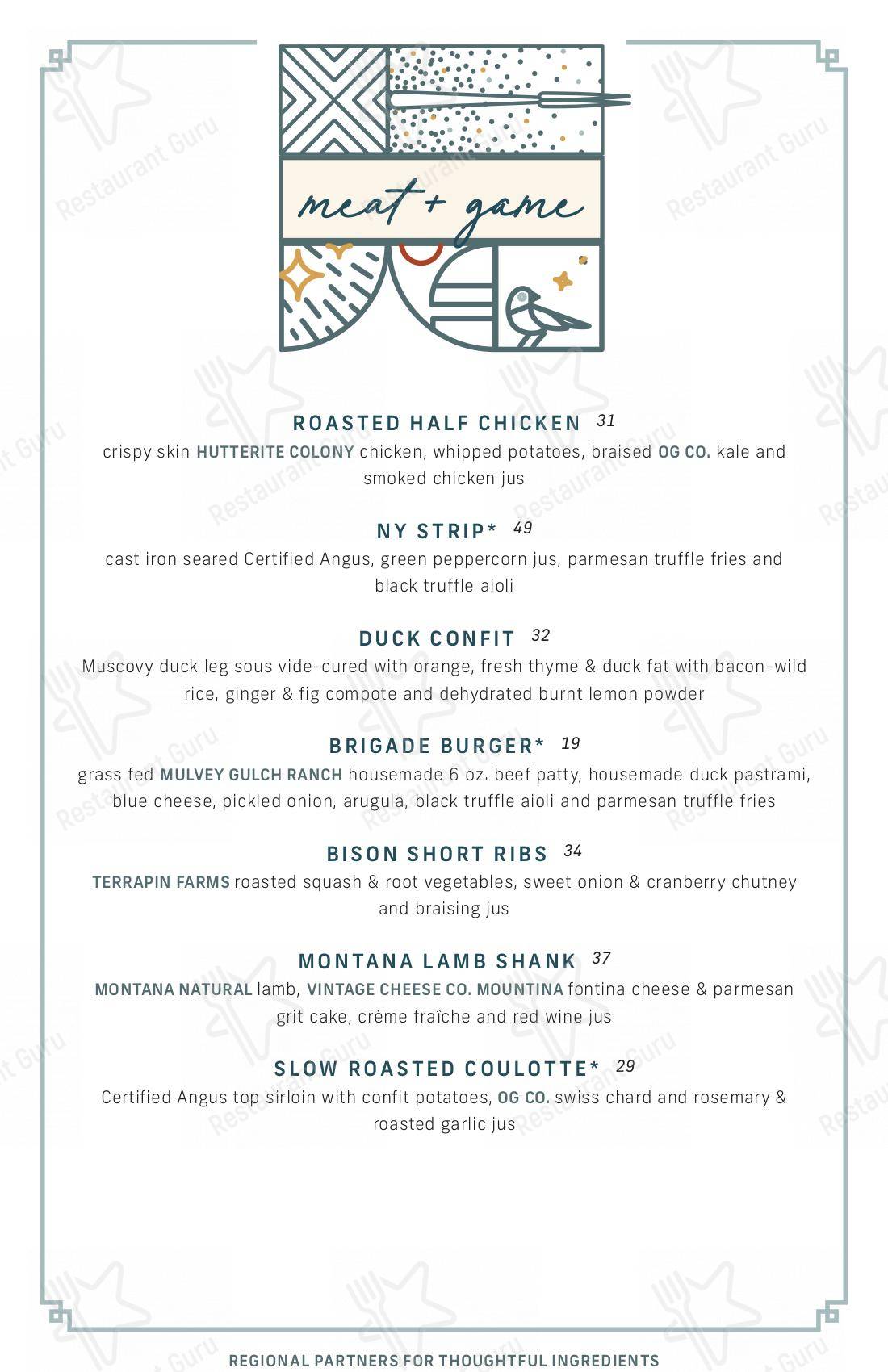 Menu at Brigade pub & bar, Bozeman