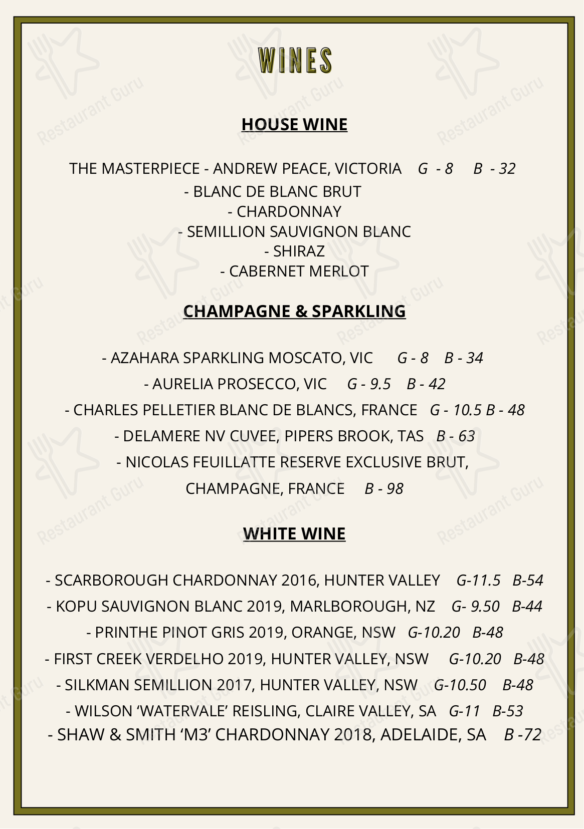 Menu at The Sherwood Hotel pub & bar, Lismore