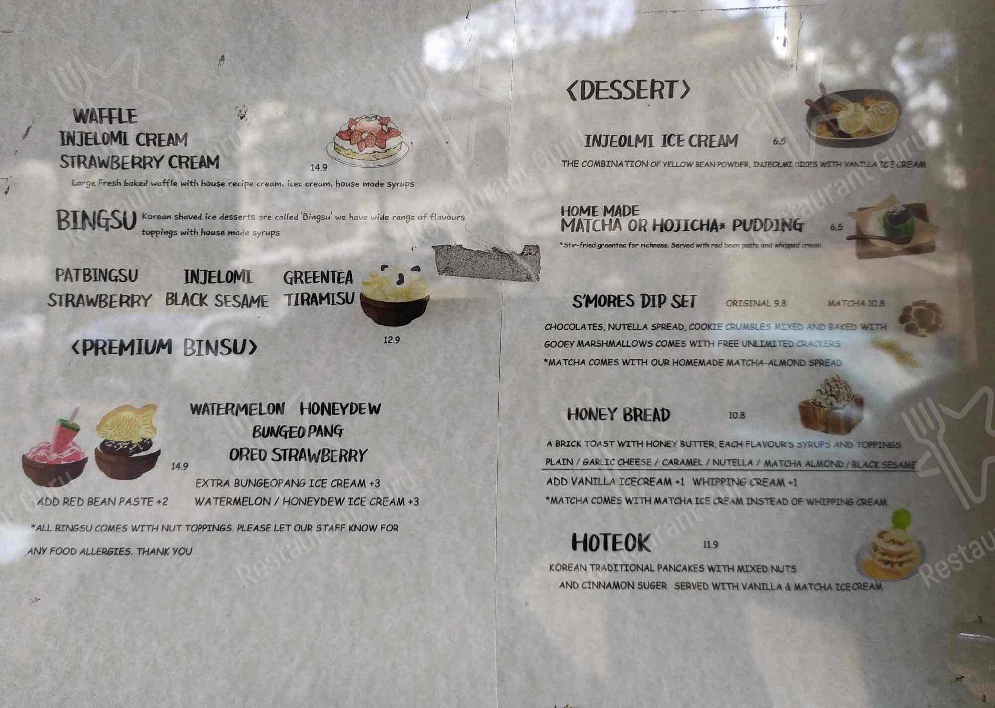 Menu at Brown Spoon Victoria Park cafe, Victoria Park
