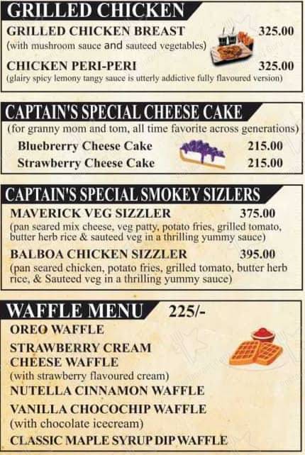 Menu at Captain's Cafe, Gwalior, 2nd Floor