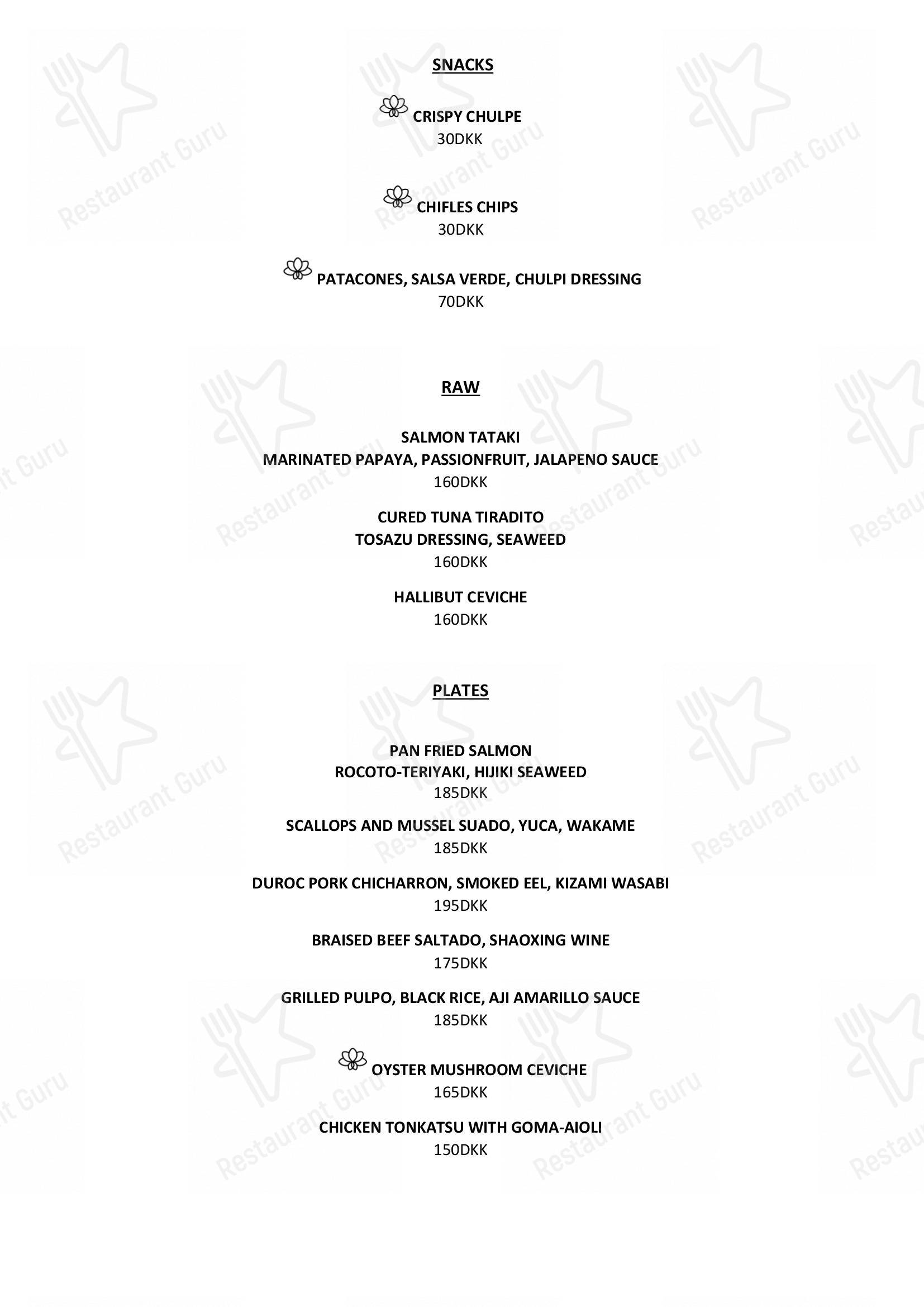 Menu at ISSEI COPENHAGEN restaurant, Copenhagen