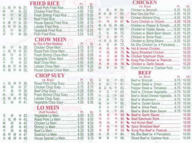 Menu at May May Kitchen restaurant, New York City