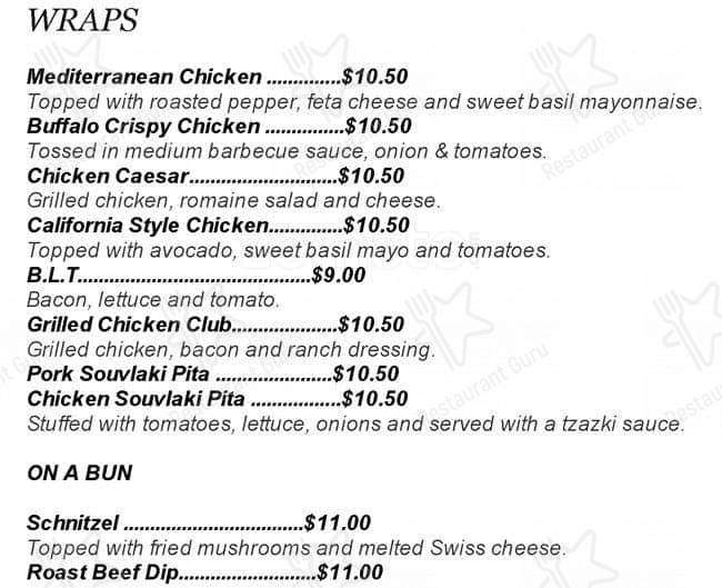 Menu at Mo's Family Restaurant, Oakville