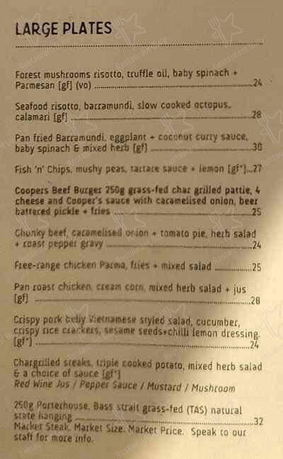 Menu at The Cricketers Port Melbourne pub & bar, Port Melbourne