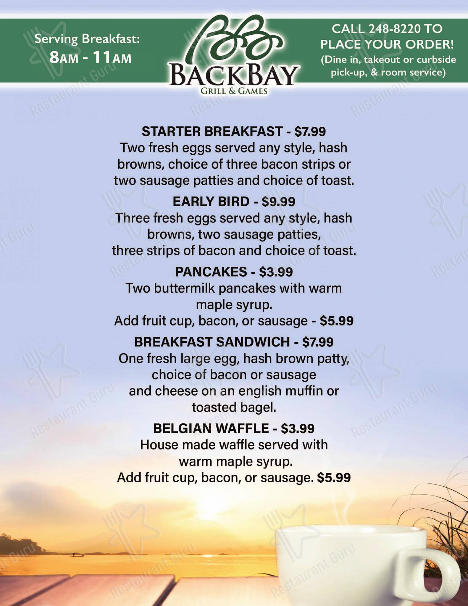 Menu at Bay Mills Resort & Casino pub & bar, Brimley
