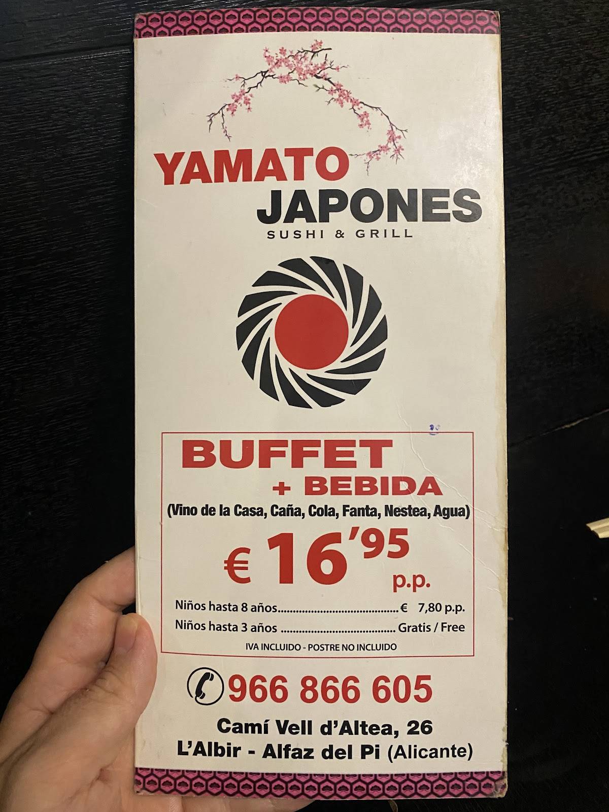 Carta del restaurante YAMATO Japonés, El Albir
