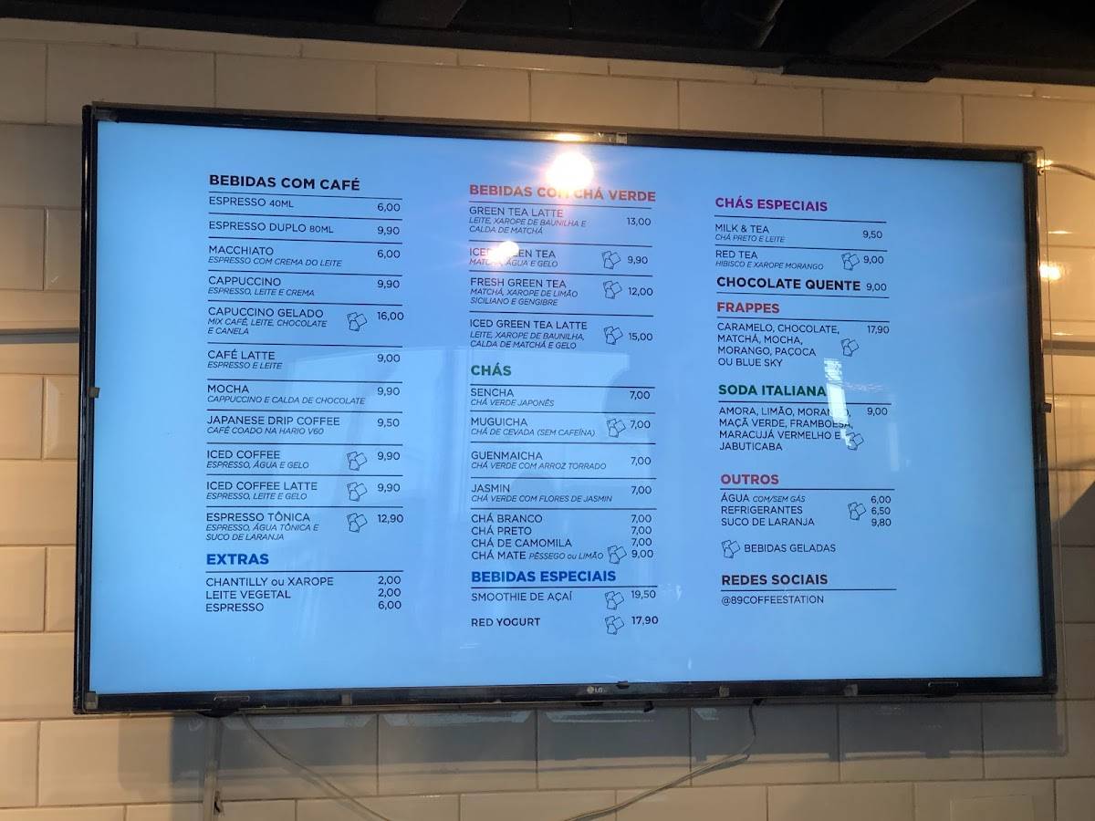 Menu em 89ºC Coffee Station café, São Paulo