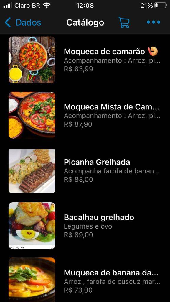 Menu em primo restaurante, Salvador