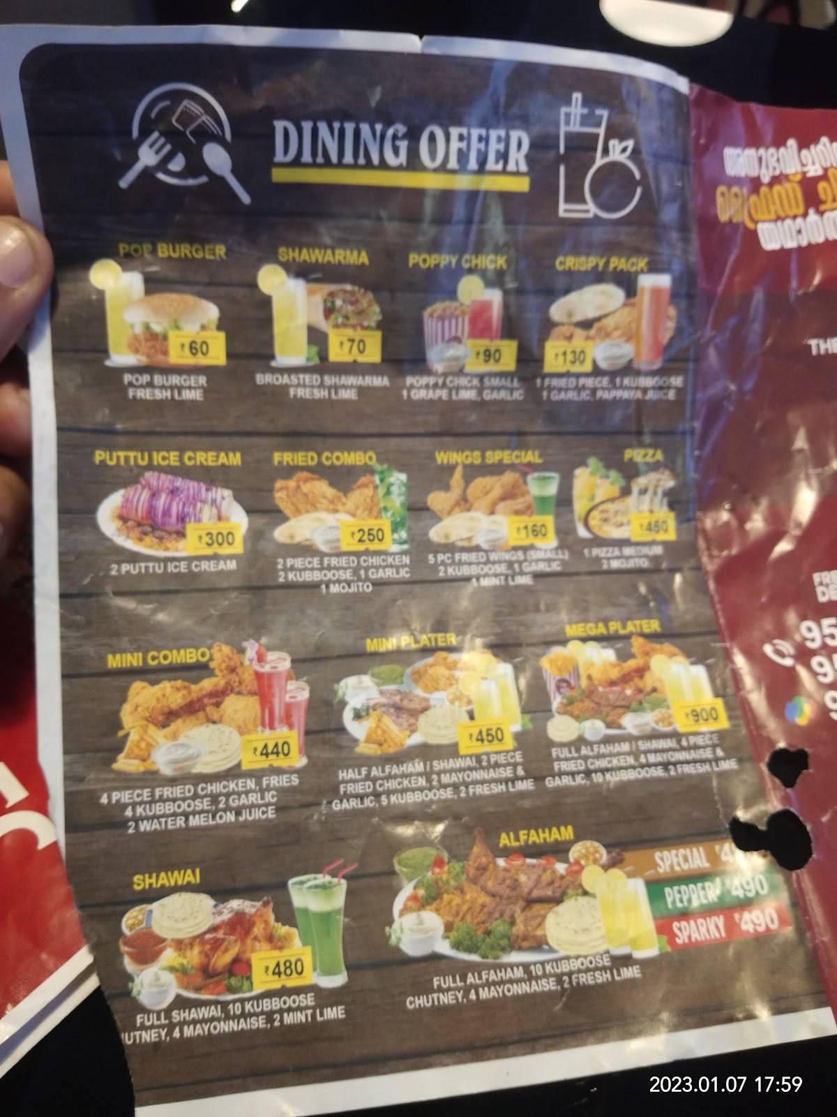 Menu at AFC Fried Chicken Kuttiady, Kuttiady