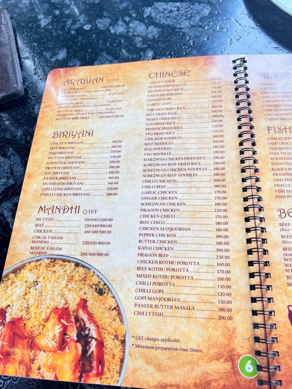 Menu at AL SAJ KITCHEN, Ernakulam, MINARVA GARDEN