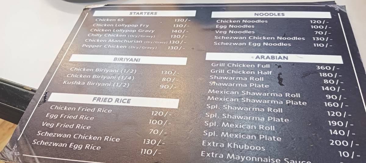 Menu at AL-ARAB FOODS - PORUR, Chennai