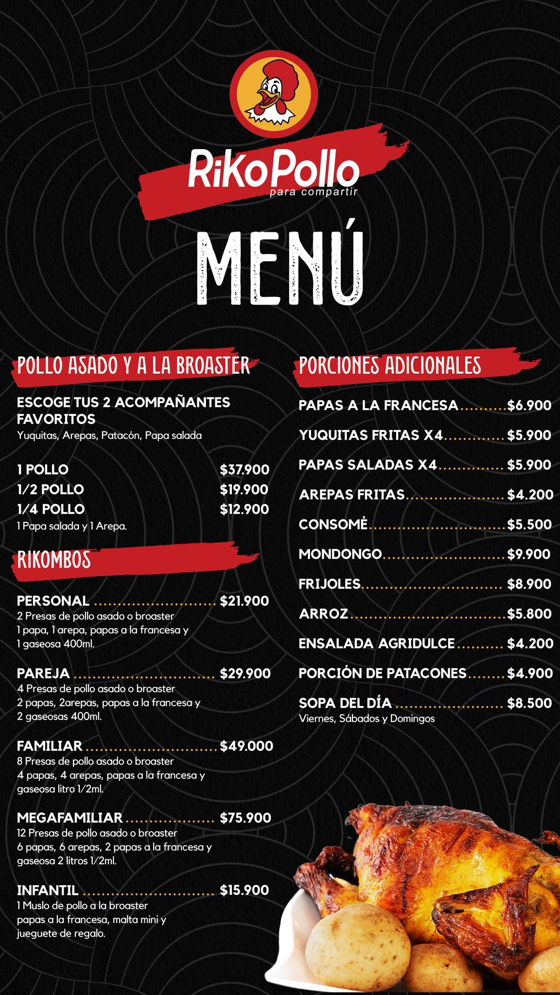 Carta de ASADERO Y RESTAURANTE RIKO POLLO, Apartadó