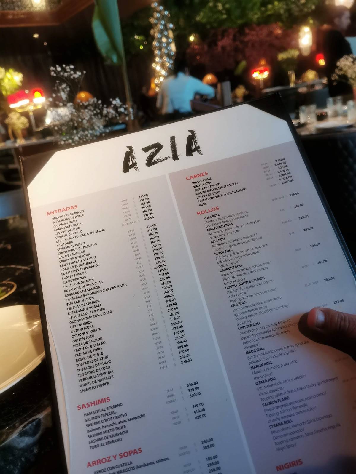 Carta del restaurante AZIA GDL, Guadalajara
