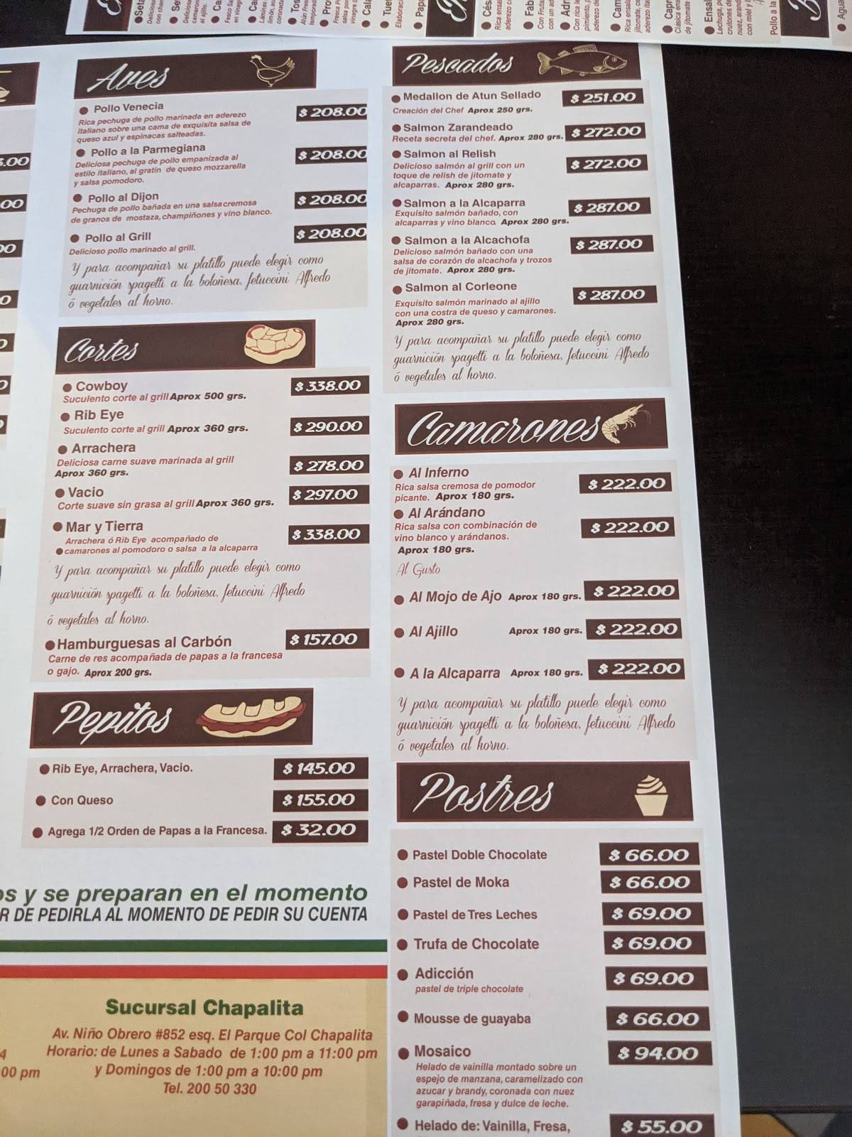 Carta del restaurante Adriano's Chapalita Pizza y Pasta, Zapopan, Av ...
