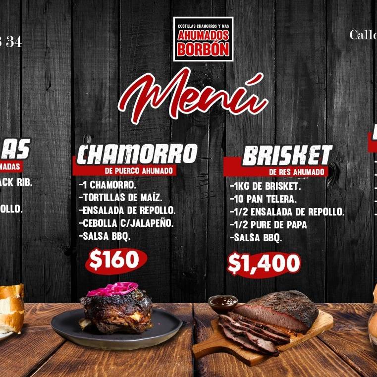 Menu at Ahumados Borbon restaurant, Ciudad Obregón