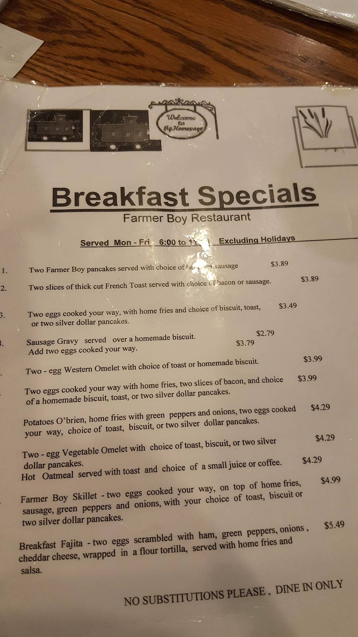 Menu at Farmer Boy Restaurant, Akron, Canton Rd