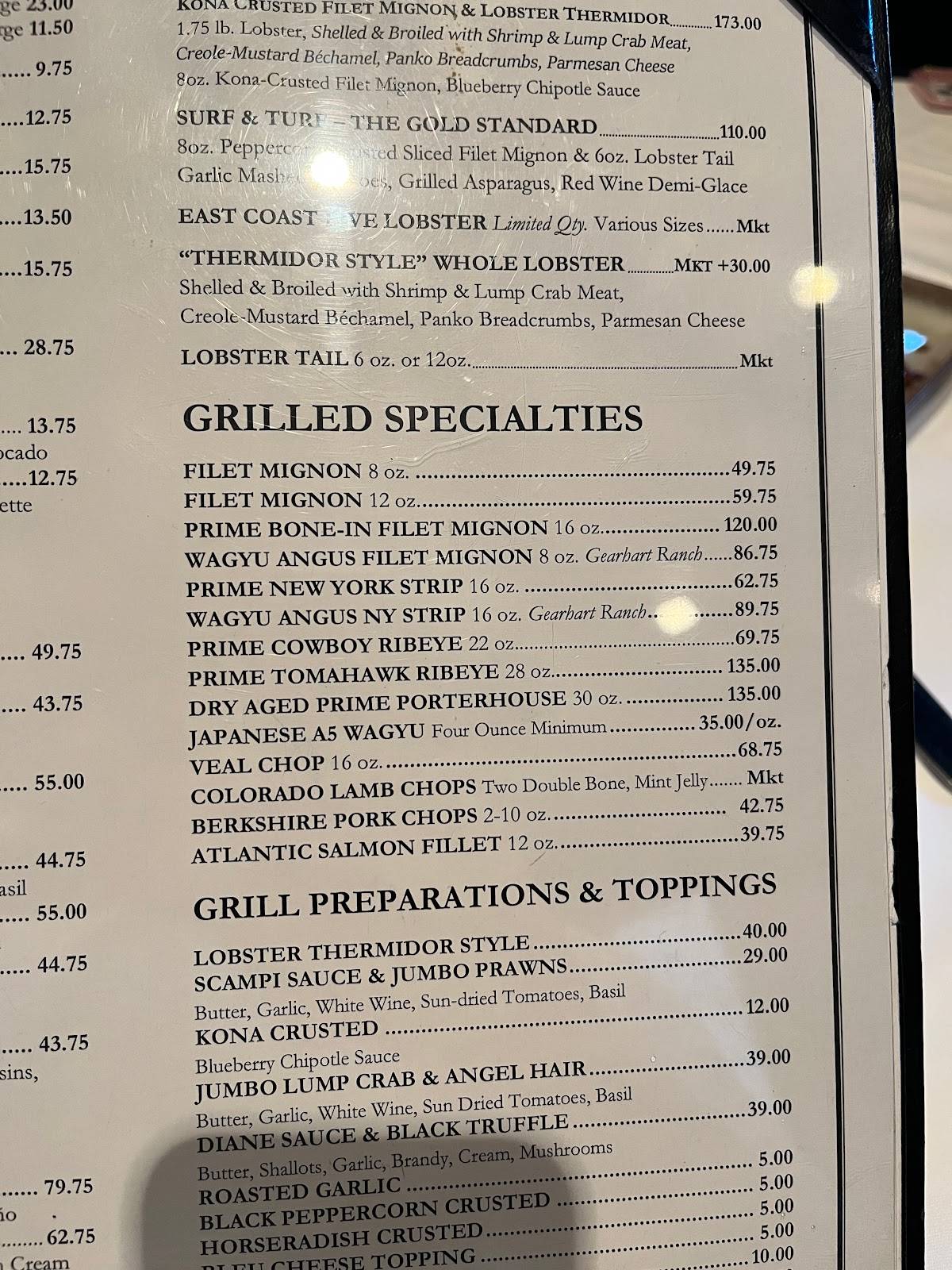 Menu at Al Biernat's North pub & bar, Dallas