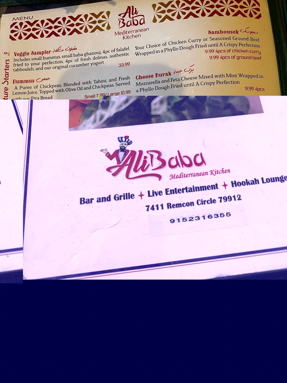 Menu at Ali Baba Mediterranean Kitchen restaurant, El Paso