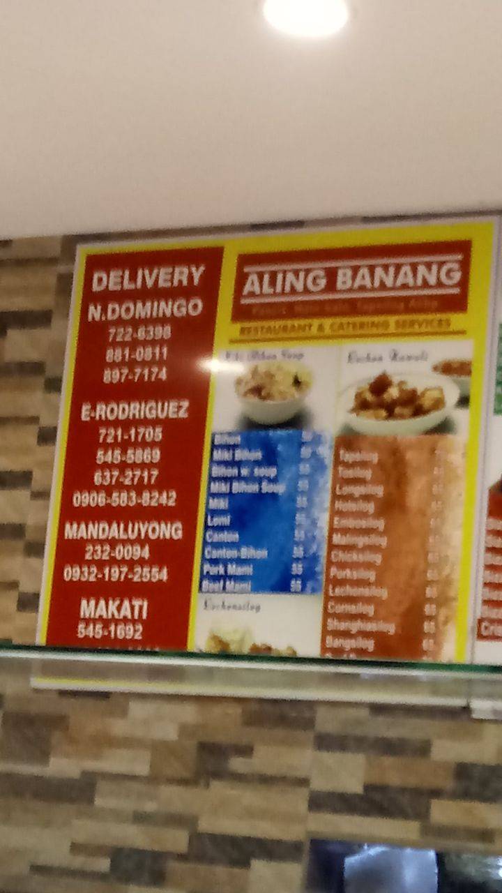 Menu at Aling Banang's E. Rodriguez restaurant, Quezon City, 284 Doña ...