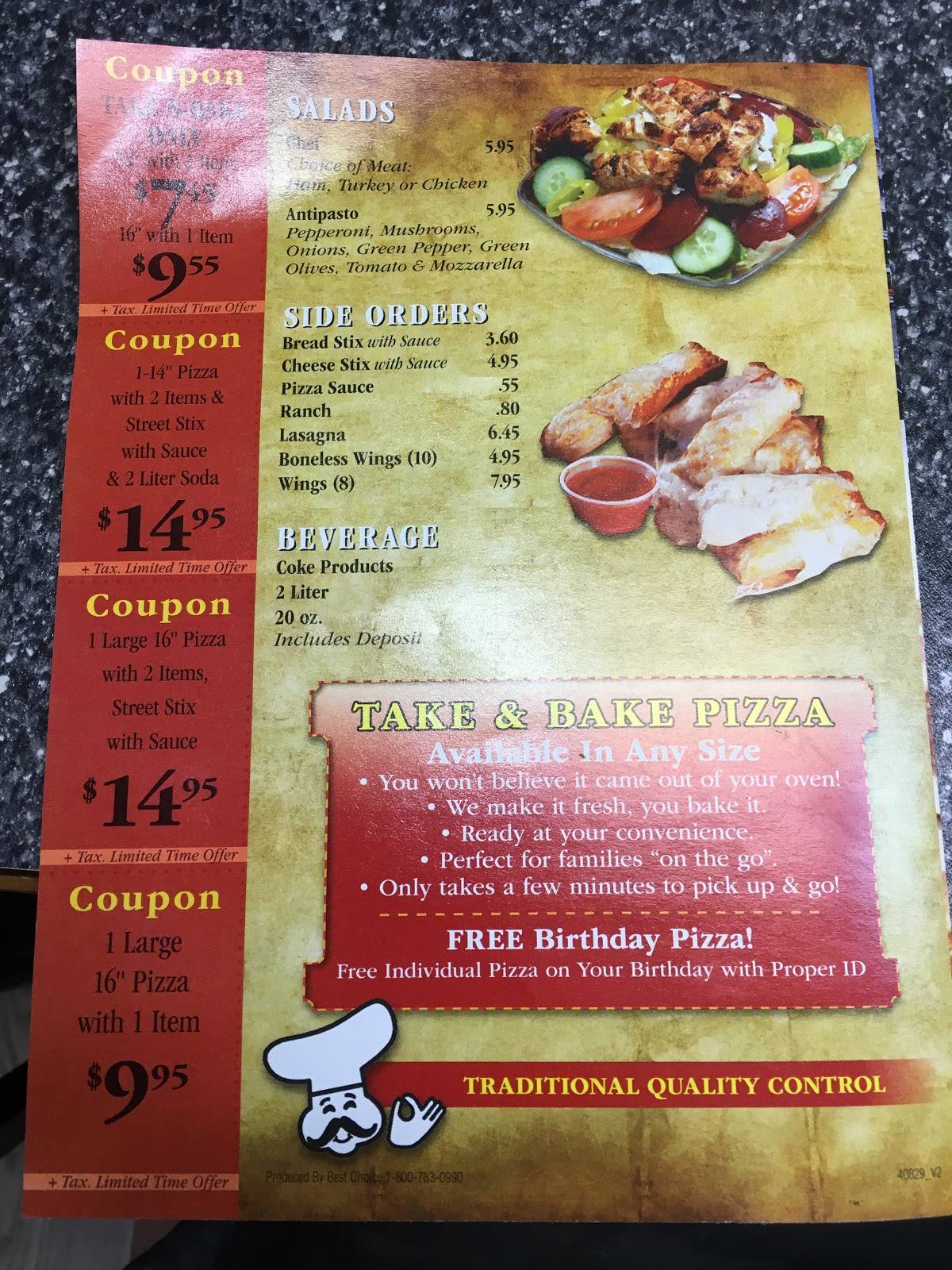 Menu at Main Street Pizza pizzeria, St. Louis, 123 N Mill St