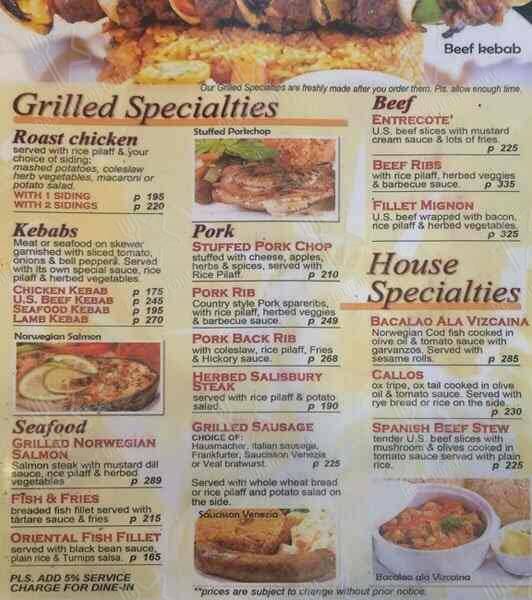 Menu at Almon Marina restaurant, Taguig
