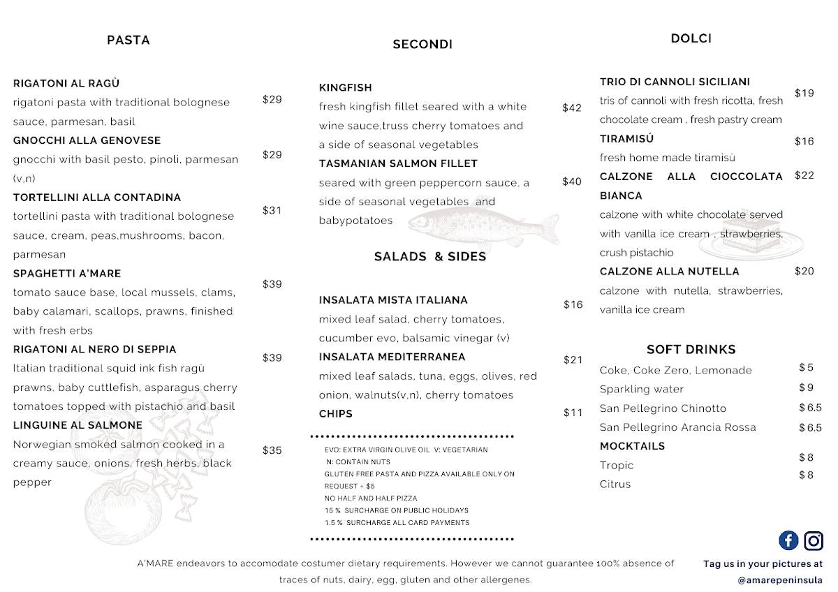 Menu at Amare Cucina Pizza Bar, Blairgowrie