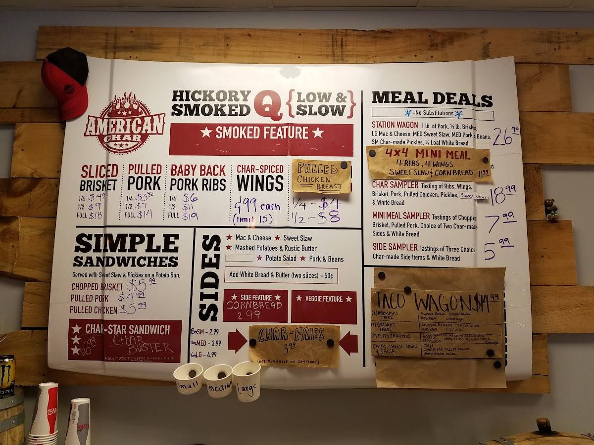 Menu at American Char BBQ, Zeeland charter Township