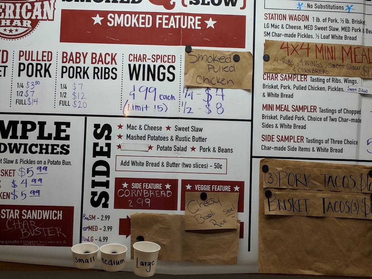 Menu at American Char BBQ, Zeeland charter Township