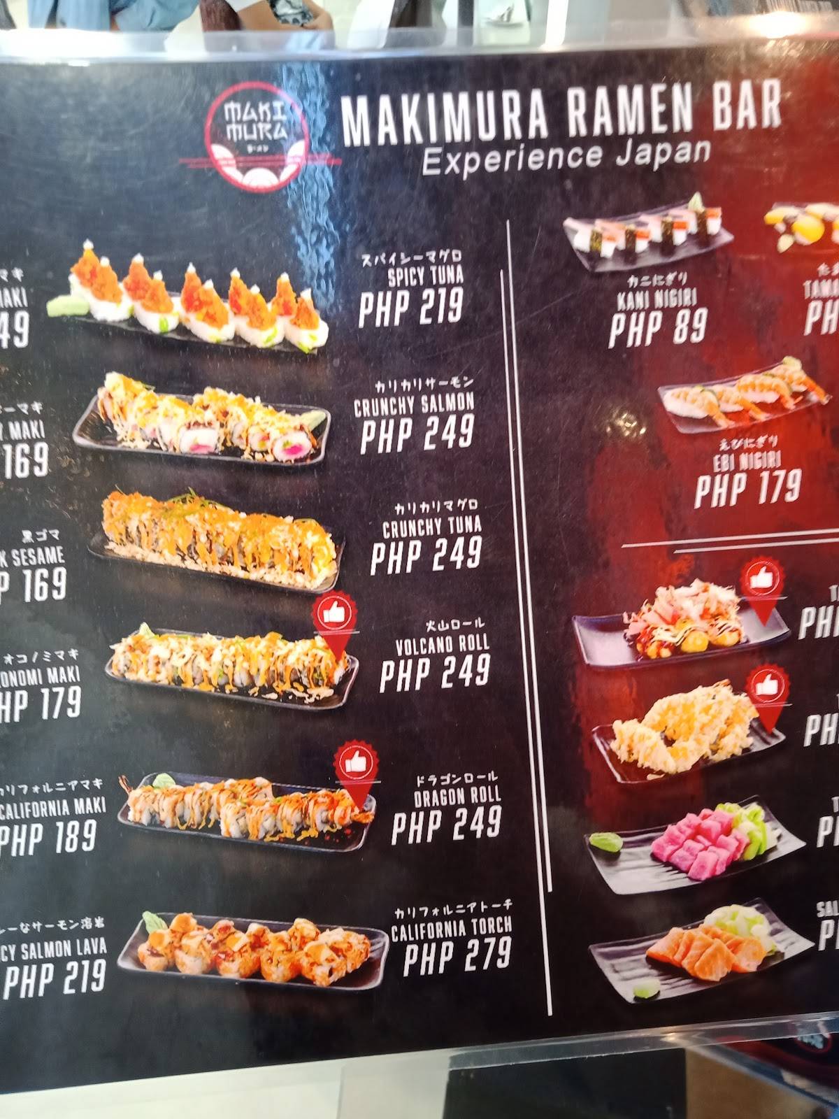 Menu at Makimura Ramen Bar, Angeles, Tinio Building