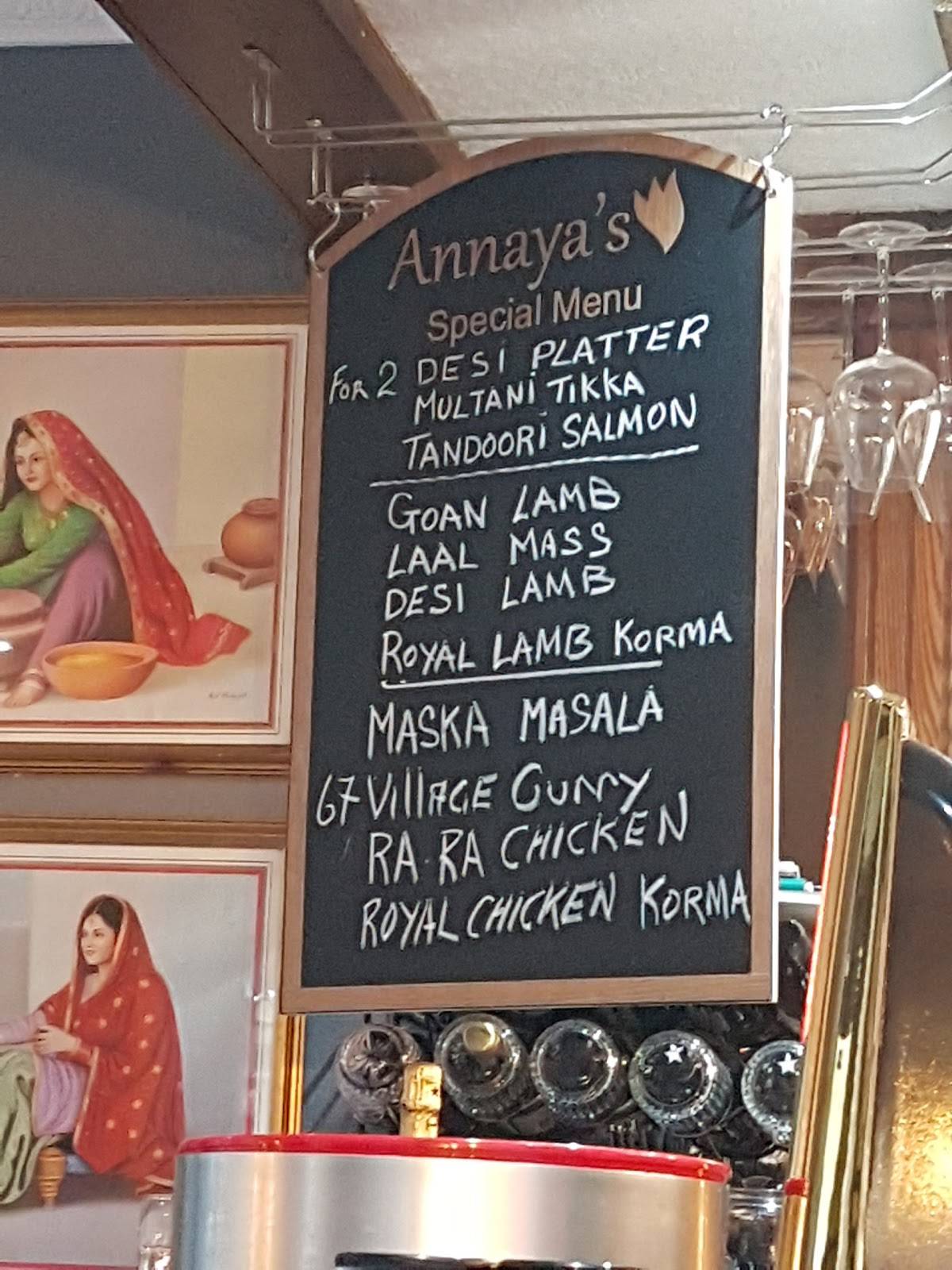 Menu at Annaya's Indian - Helensburgh restaurant, Helensburgh