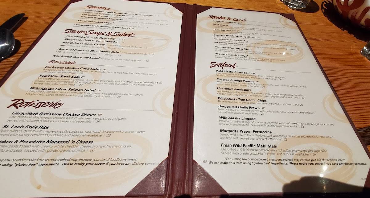 Menu at Anthony's Hearthfire Grill Olympia restaurant, Olympia