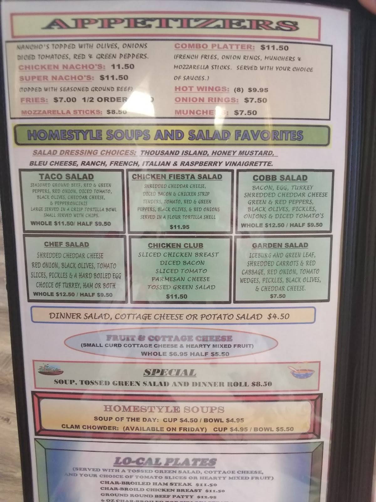 Menu at Appletree restaurant, Lebanon