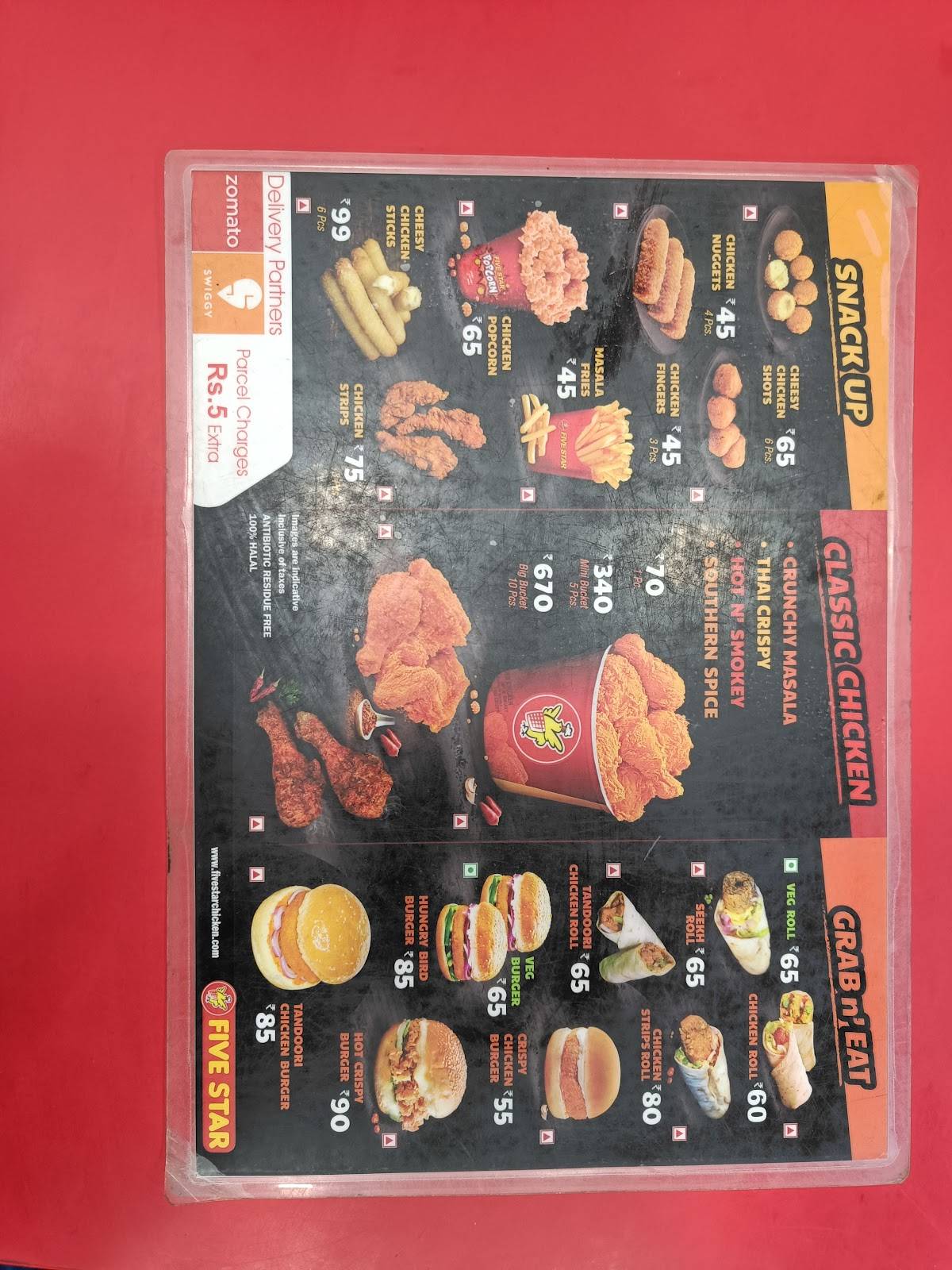 Menu at Five Star Chicken, Arakkonam