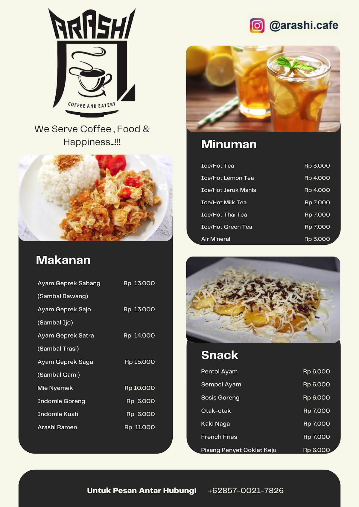 Menu at Arashi Coffee & Eatery, Sukoharjo