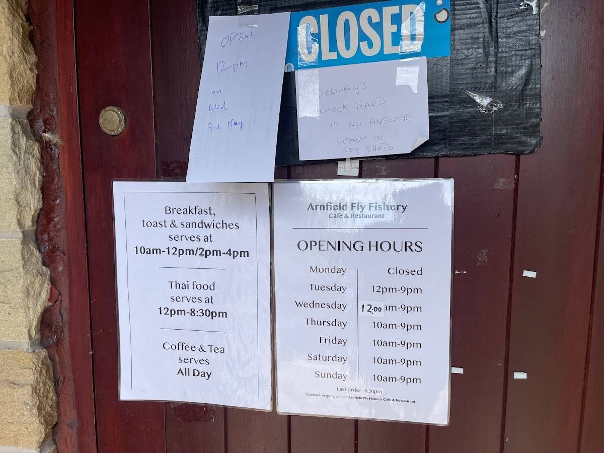 Menu at Arnfield Fly Fishery Cafe & Restaurant, Glossop