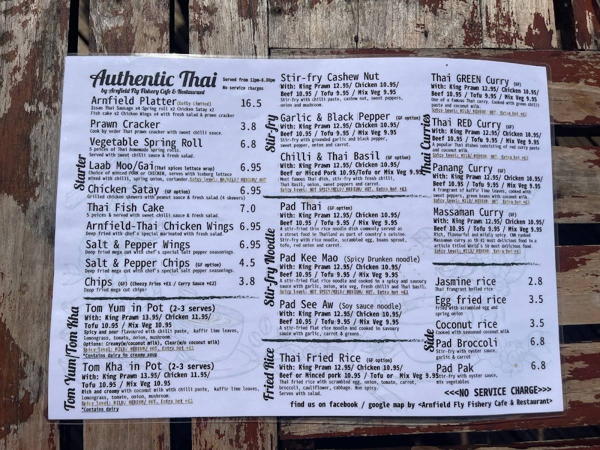 Menu at Arnfield Fly Fishery Cafe & Restaurant, Glossop