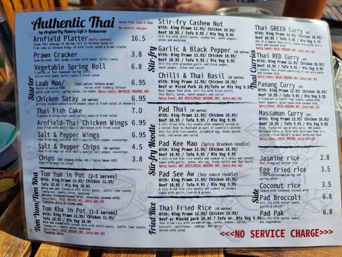 Menu at Arnfield Fly Fishery Cafe & Restaurant, Glossop